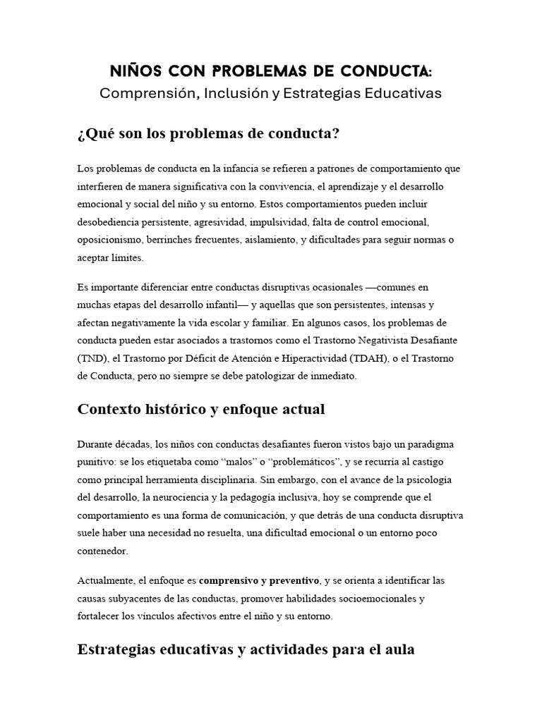 Estrategias para Niños con Problemas de Conducta | PDF | Comportamiento ...