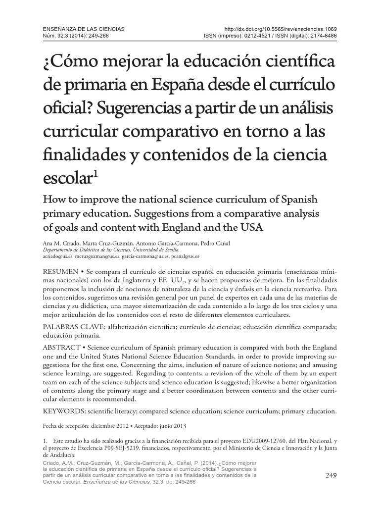 Mejora del currículo de ciencias en primaria | PDF | Plan de estudios ...
