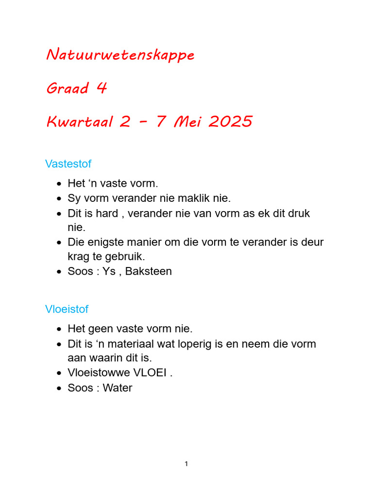 Natuurwetenskappe Gr4 KW 2 7 Mei 2025 | PDF