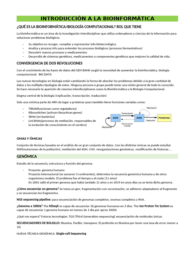 INTRODUCCIÓN A LA BIOINFORMÁTICA | PDF | Epigenética | Bioinformática