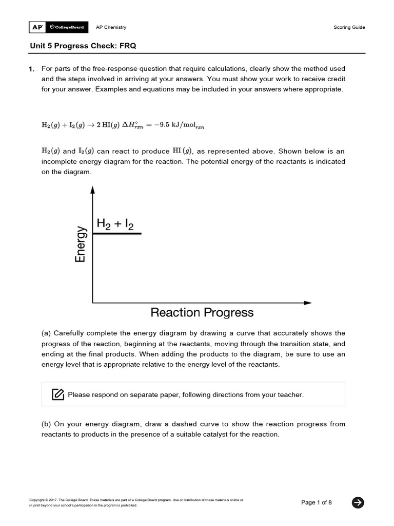 (1library - Net) Unit 5 Progress Check FRQ | PDF | Chemical Reactions ...