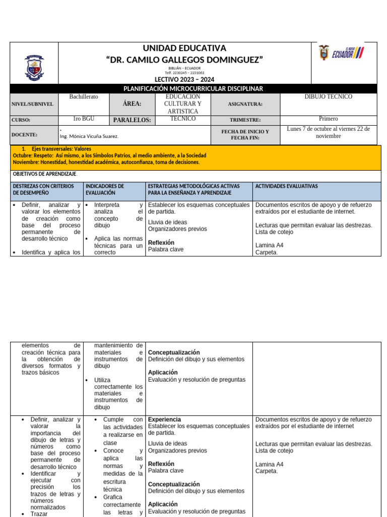 PLANIFICACION DE DIBUJO TECNICO PRIMER TRIMESTRE | PDF | Dibujo ...