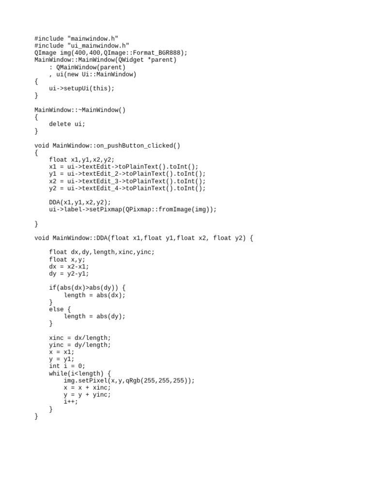 DDA Line Drawing Algorithm in C++ | PDF