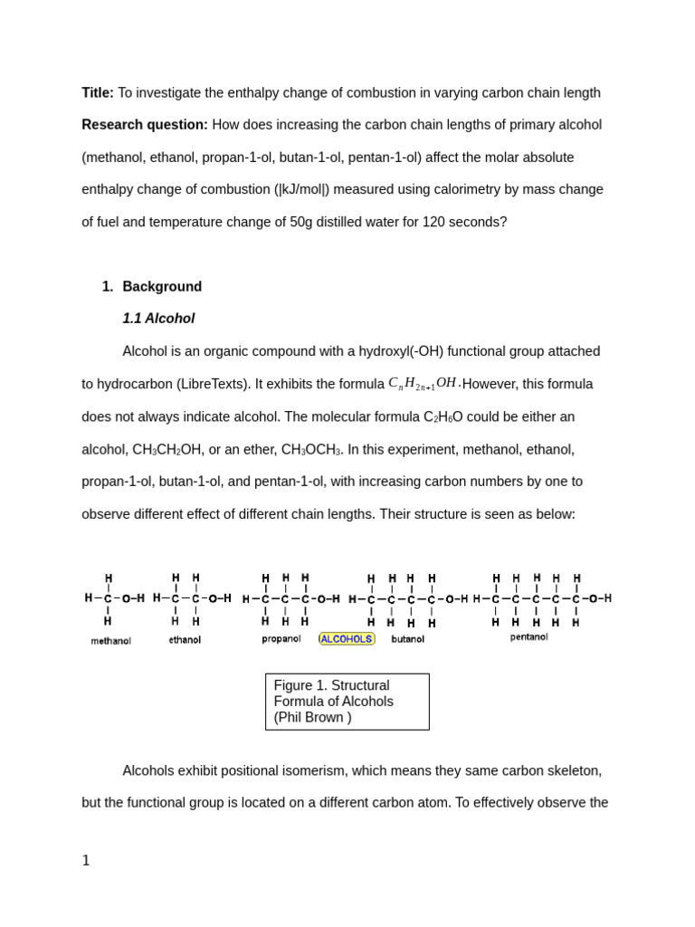 Background Reading Enthalpy of Combustion | PDF | Ethanol | Enthalpy