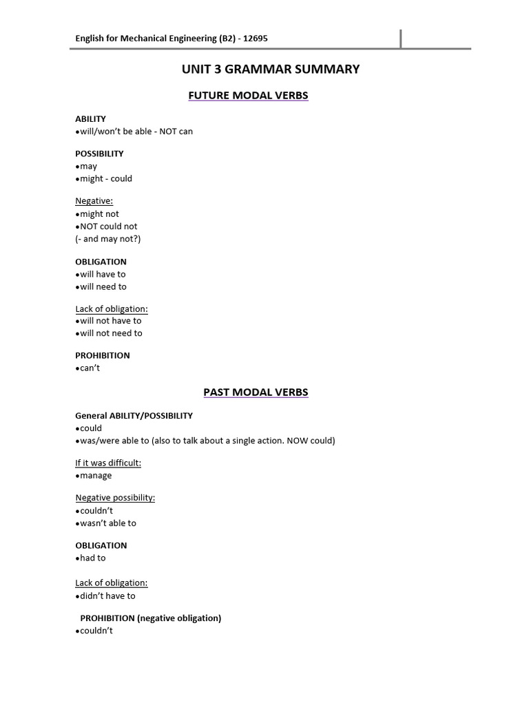 Unit 3_modal Verbs | PDF