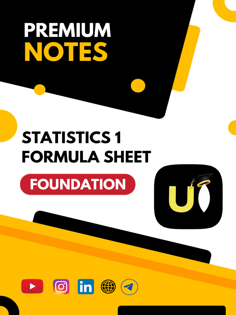 Handwritten Statistics 1 Formula Sheet - Aditya | PDF