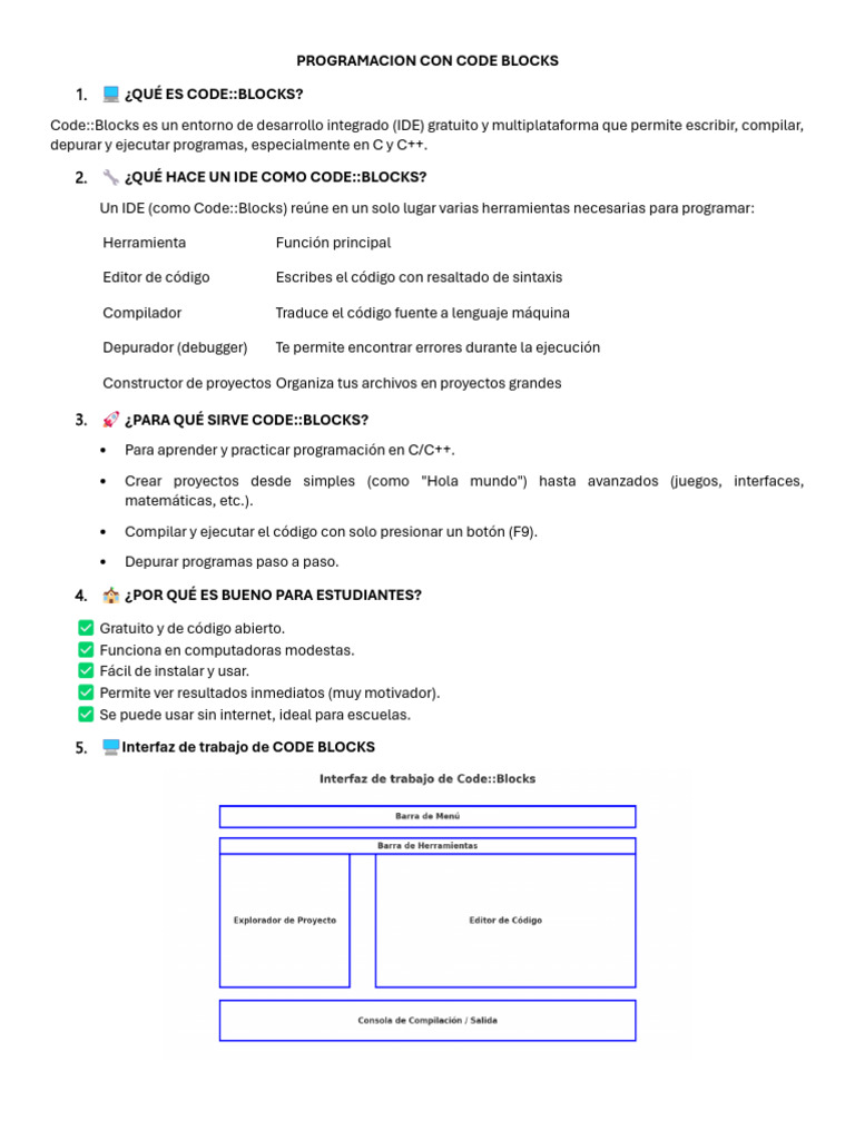 Programacion Con Code Blocks | PDF | Entorno de desarrollo integrado | Lenguaje de programación