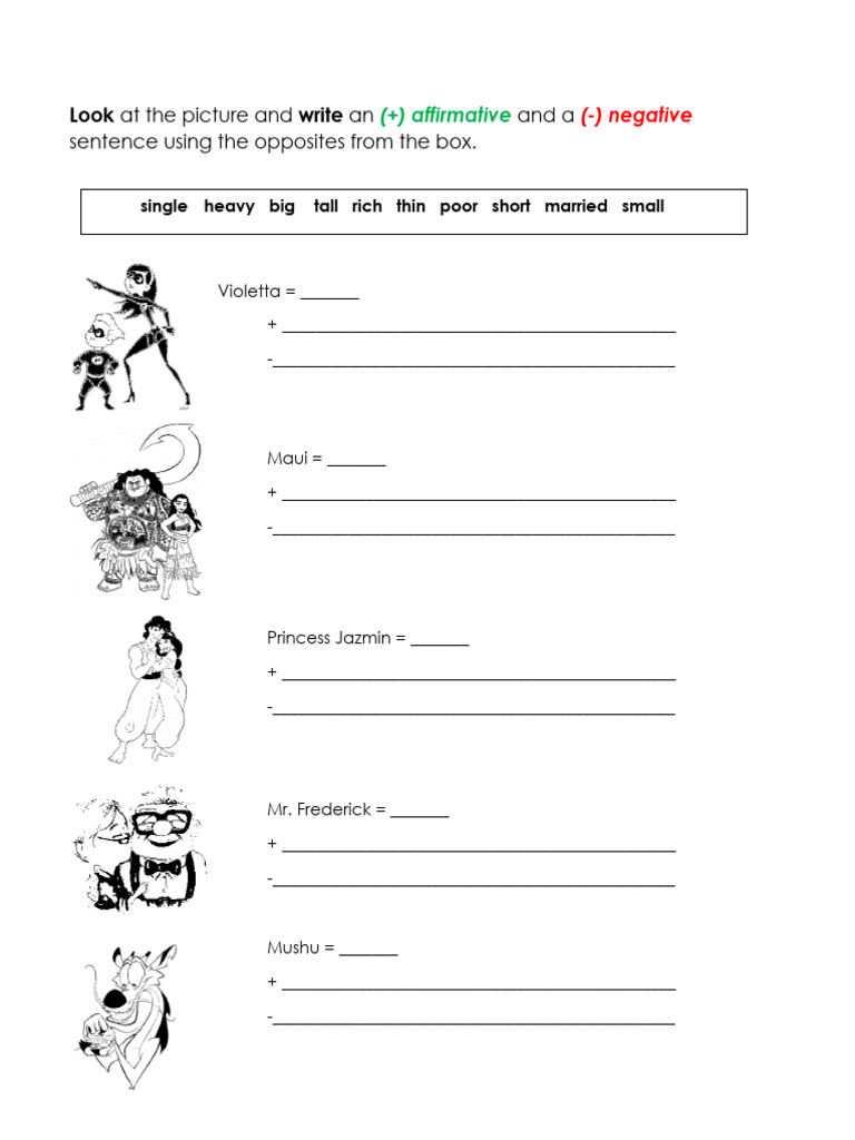 Worksheet Opposite Sentences Mod | PDF