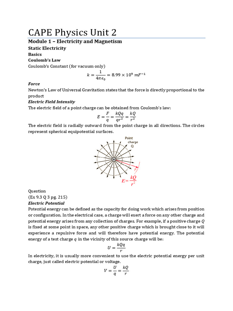 CAPE Physics Unit 2 | PDF | Electric Current | Voltage