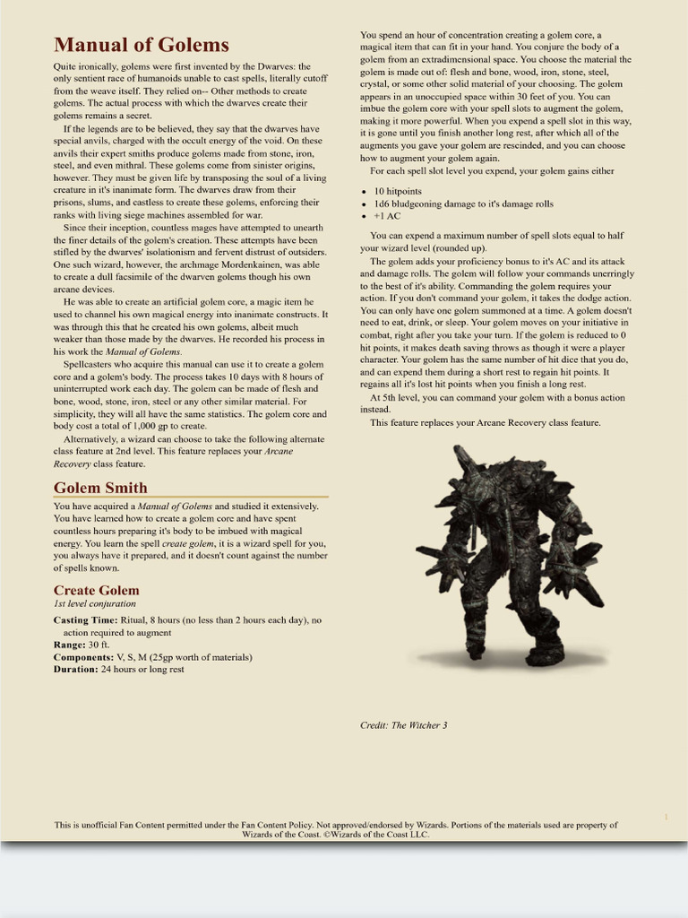 Manual of Golems | PDF
