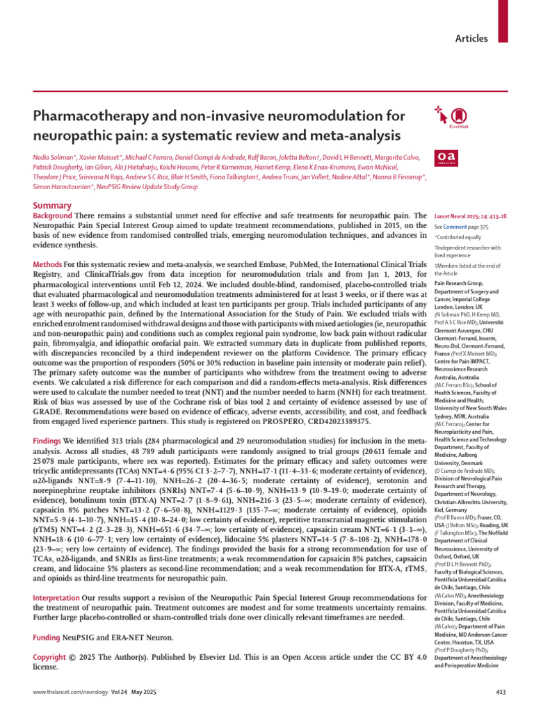 Pharmacotherapy and Non-Invasive Neuromodulation For Neuropathic Pain ...