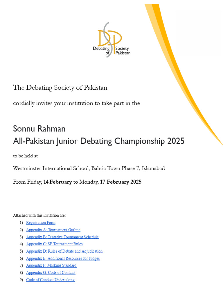 Invitation - Sonnu Rahman All-Pakistan Junior Debating Championship ...
