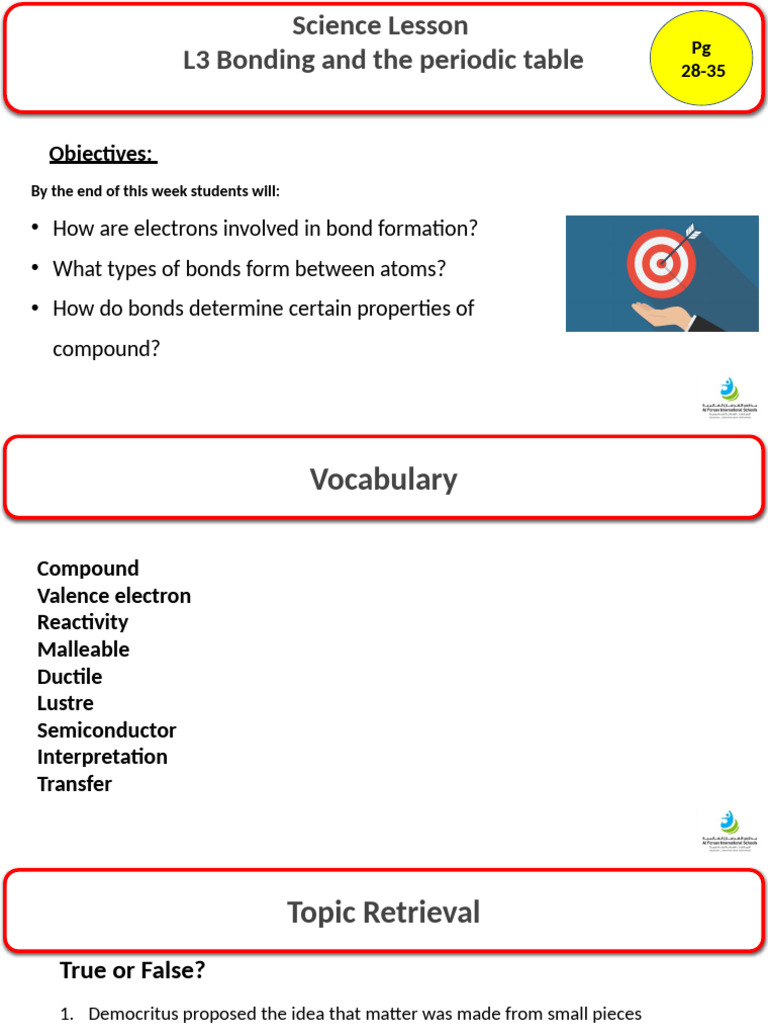 Science G8 Lesson 3 Bonding and The Periodic Table | PDF | Atoms | Metals