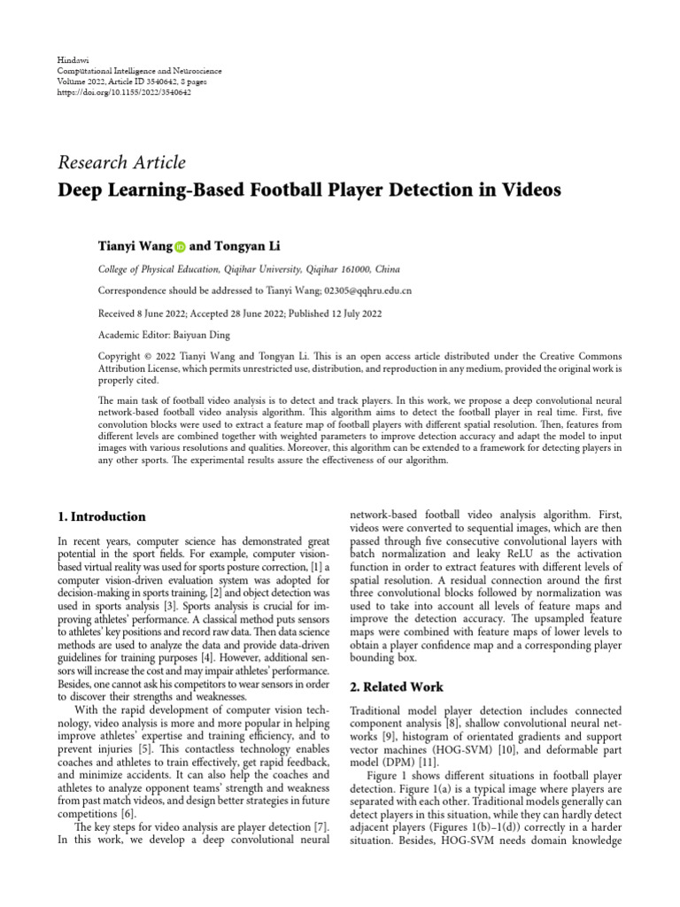 Deep Learning for Football Player Detection | PDF | Computational ...