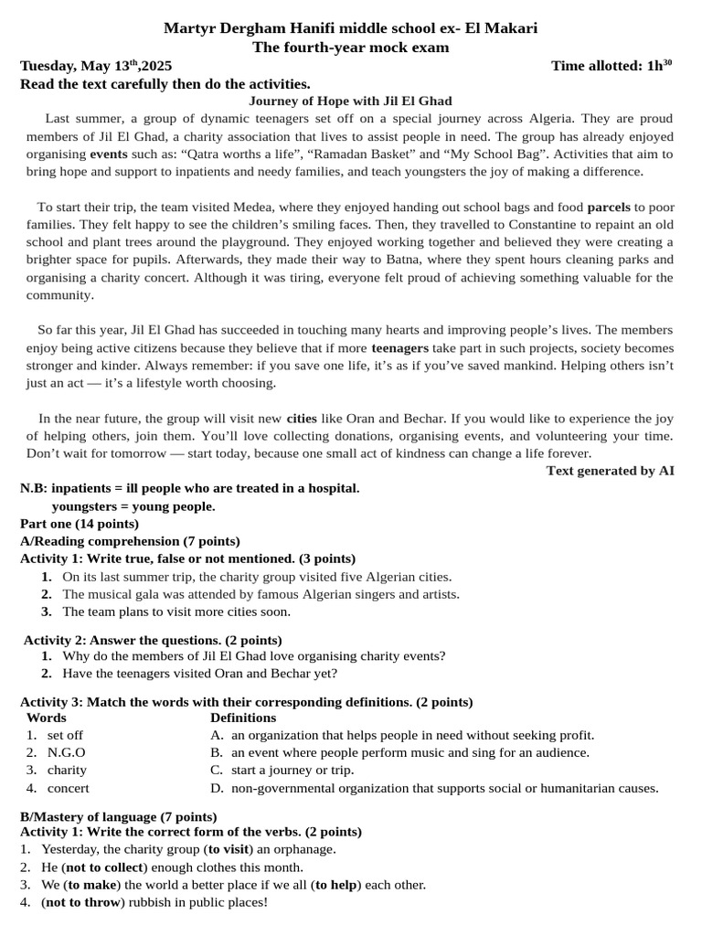 4 Ms Mock Exam May 2025 | PDF | Syntax | Linguistic Morphology