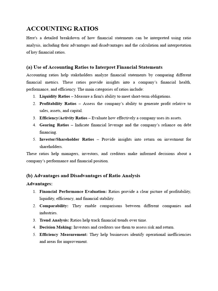 UNIT 1 MODULE 3 MOB NOTES 2 - ACCOUNTING RATIOS - Docx 2 | PDF ...