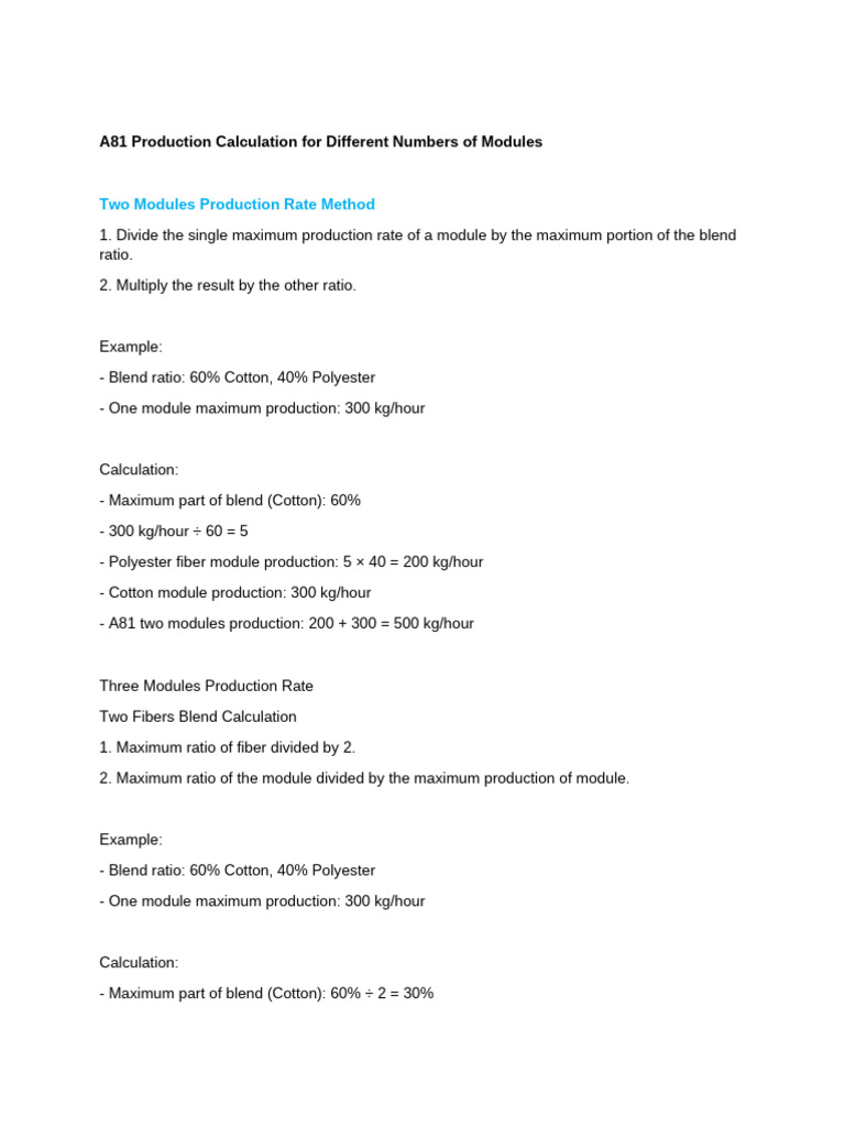 A81 Module Production Rate Calculations | PDF