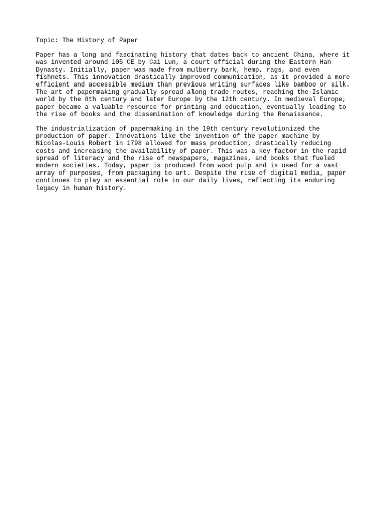 History of Paper: From Ancient China to Today | PDF
