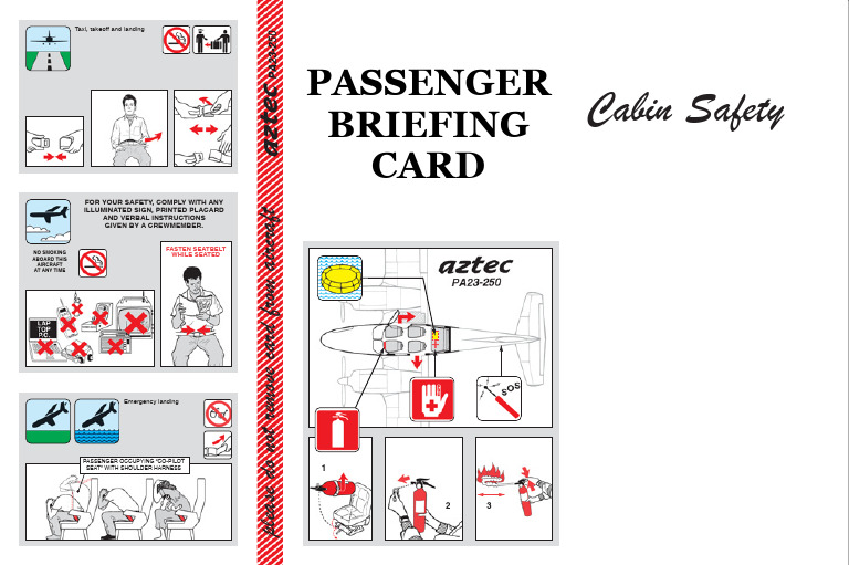 PA23 Pax Briefing Card Front | PDF | Seat Belt | Transport