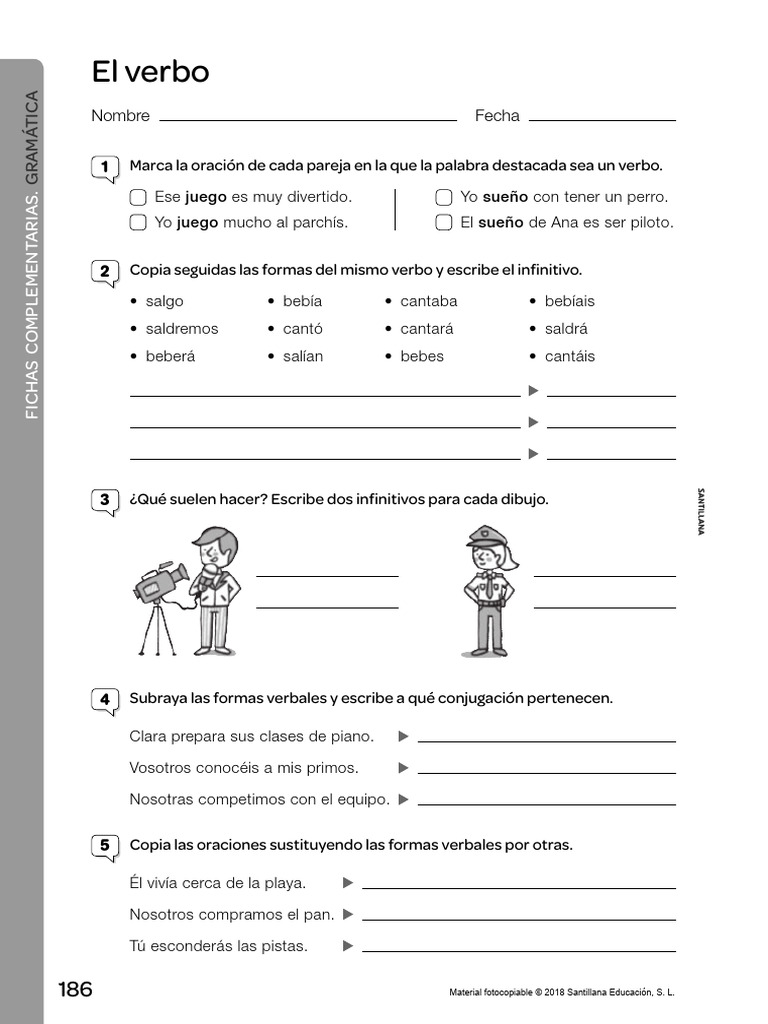 Fichas de verbos para primaria | PDF | Verbo | Plural
