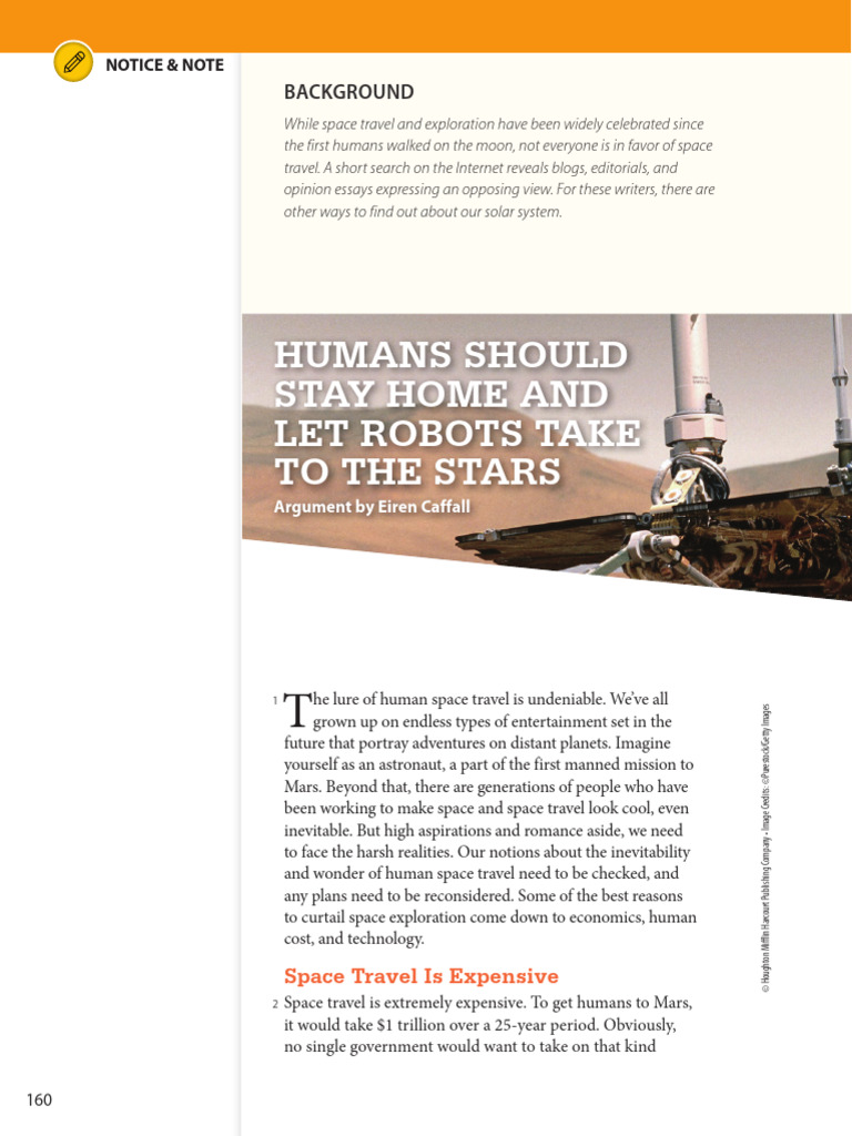 Humans Should Stay Home and Let Robots Take To The Stars HMH Literature ...