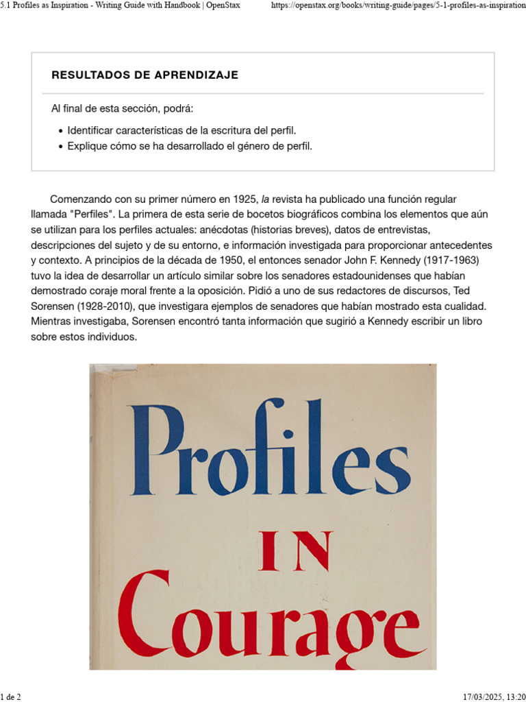 5.1 Profiles As Inspiration - Writing Guide With Handbook - OpenStax | PDF