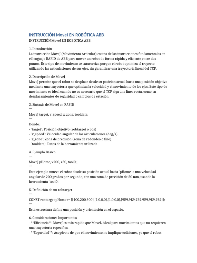 Optimización de Desplazamientos Con MoveJ en Robótica ABB | PDF