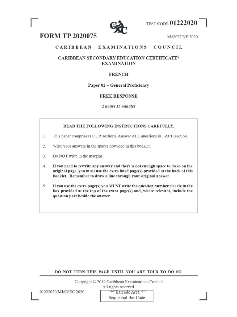 French Paper 2 May - June 2020 | PDF