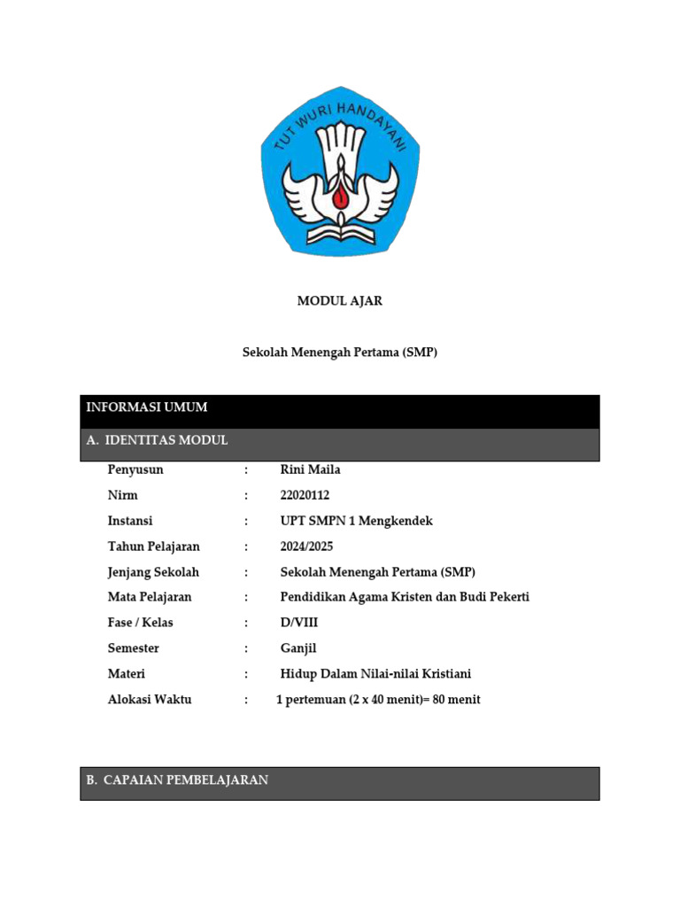 Modul Ajar PAK | PDF