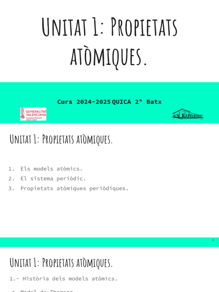 Unitat 1 - Propietats Atòmiques. | PDF
