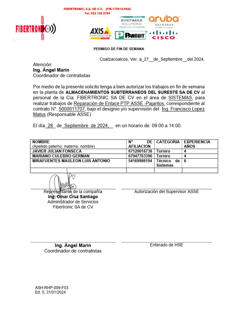 ASH-RHP-009-F03 Permiso de Fin de Semana | PDF