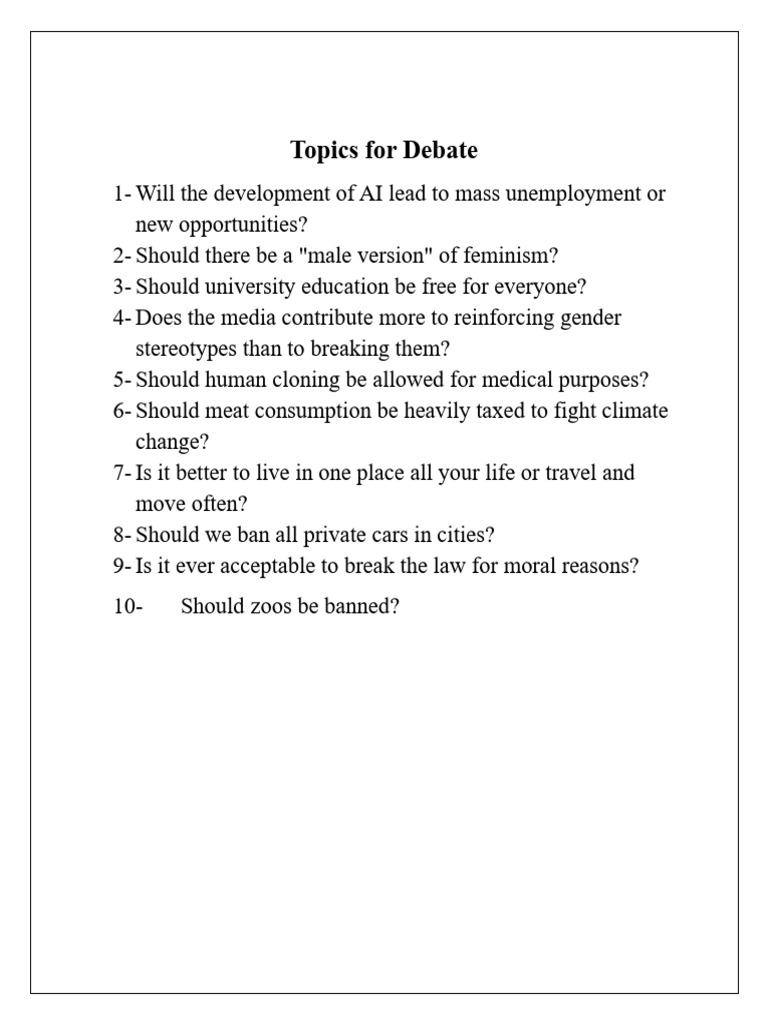 Topics For Debate | PDF