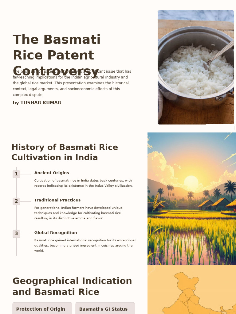 The-Basmati-Rice-Patent-Controversy - PPTX TUSHAR | PDF | Patent | Traditional Knowledge