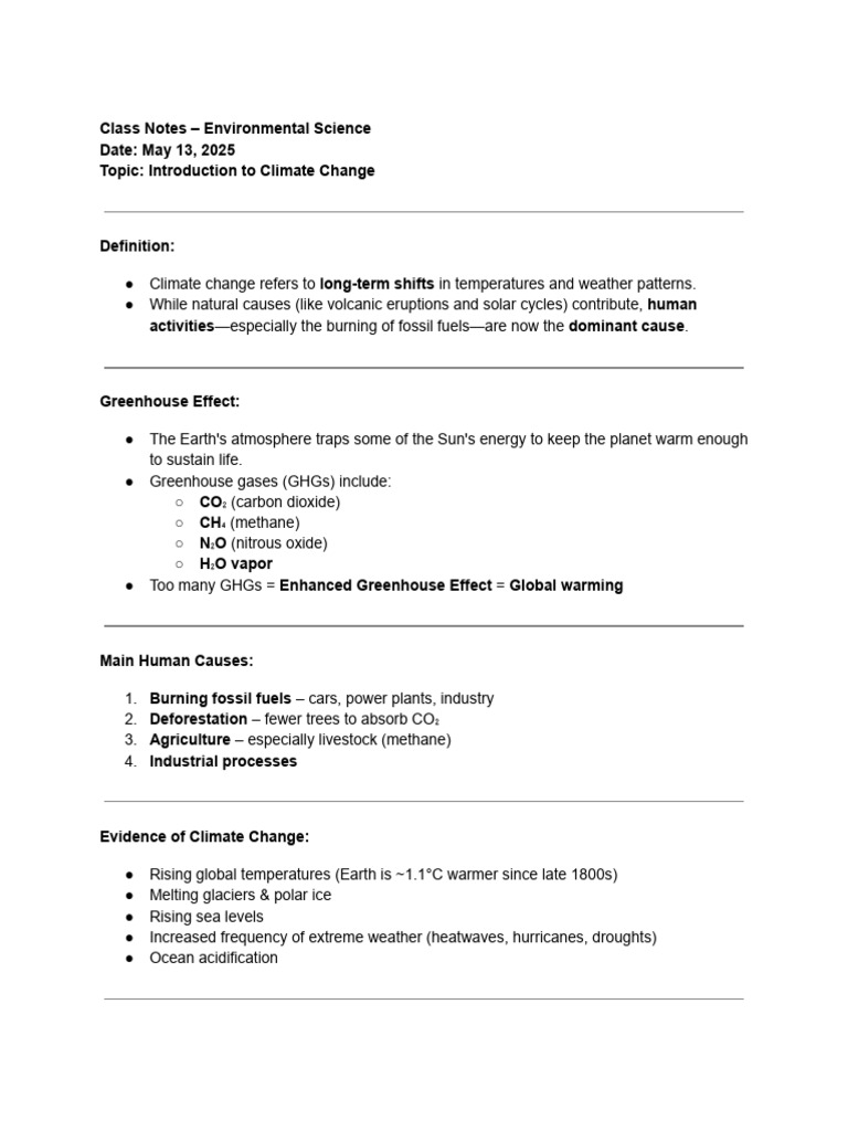 Climate Change Overview and Impacts | PDF