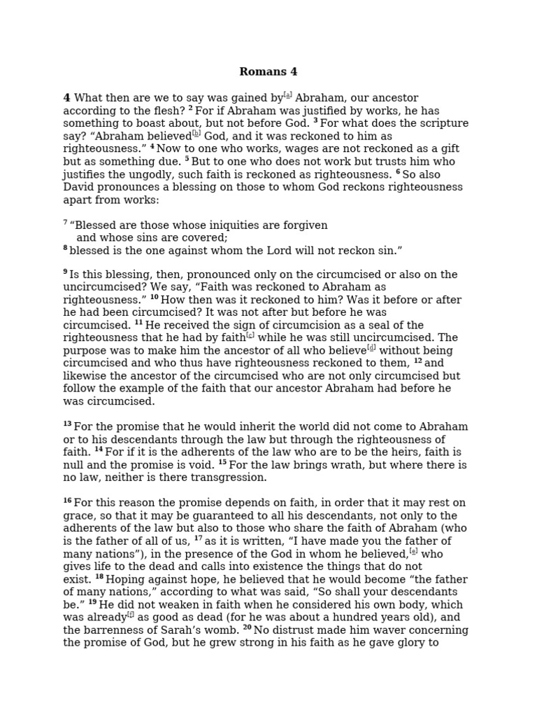 Romans 4 and James 1-2 (NRSVUE) | PDF | Abraham | Faith