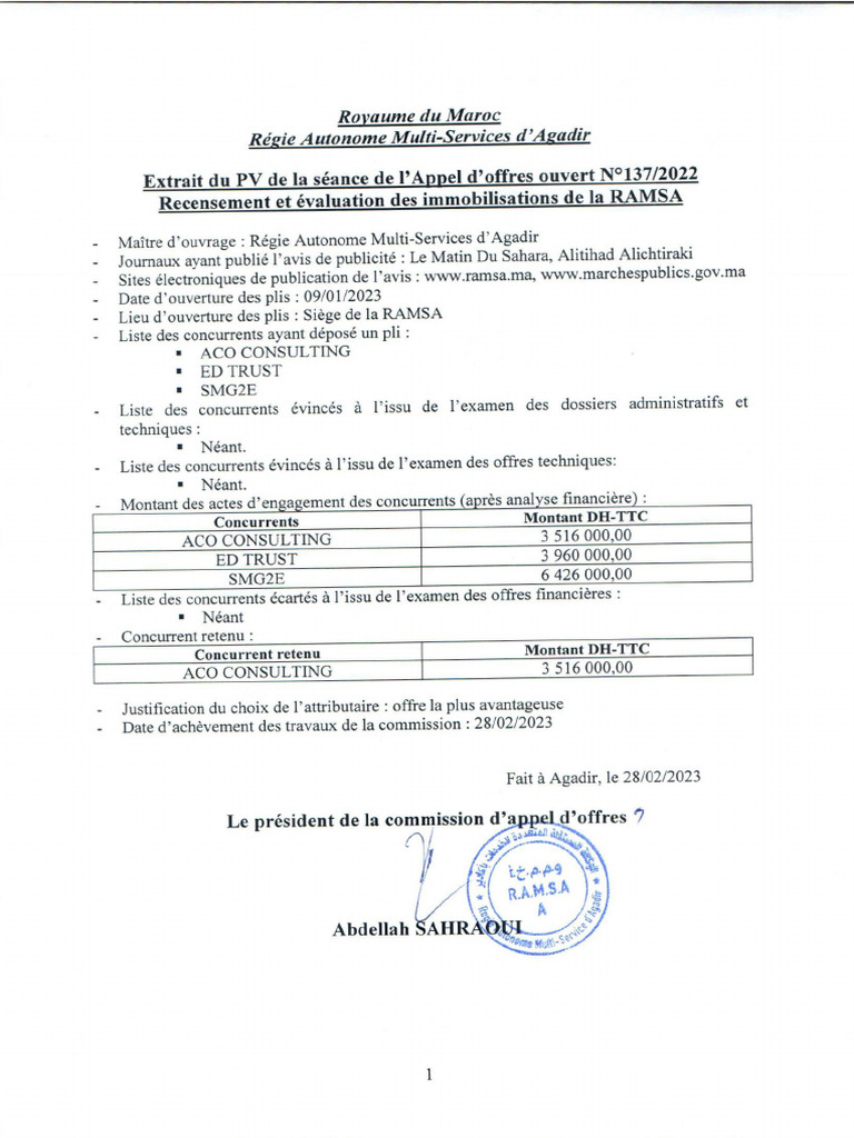 AO 137-2022 Extrait Du PV | PDF