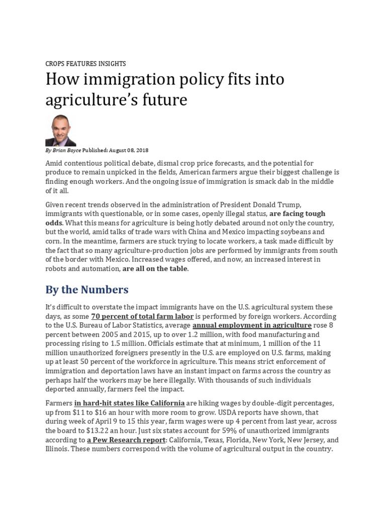 How Immigration Policy Fits Into Agriculture's Future - Boyce | PDF ...