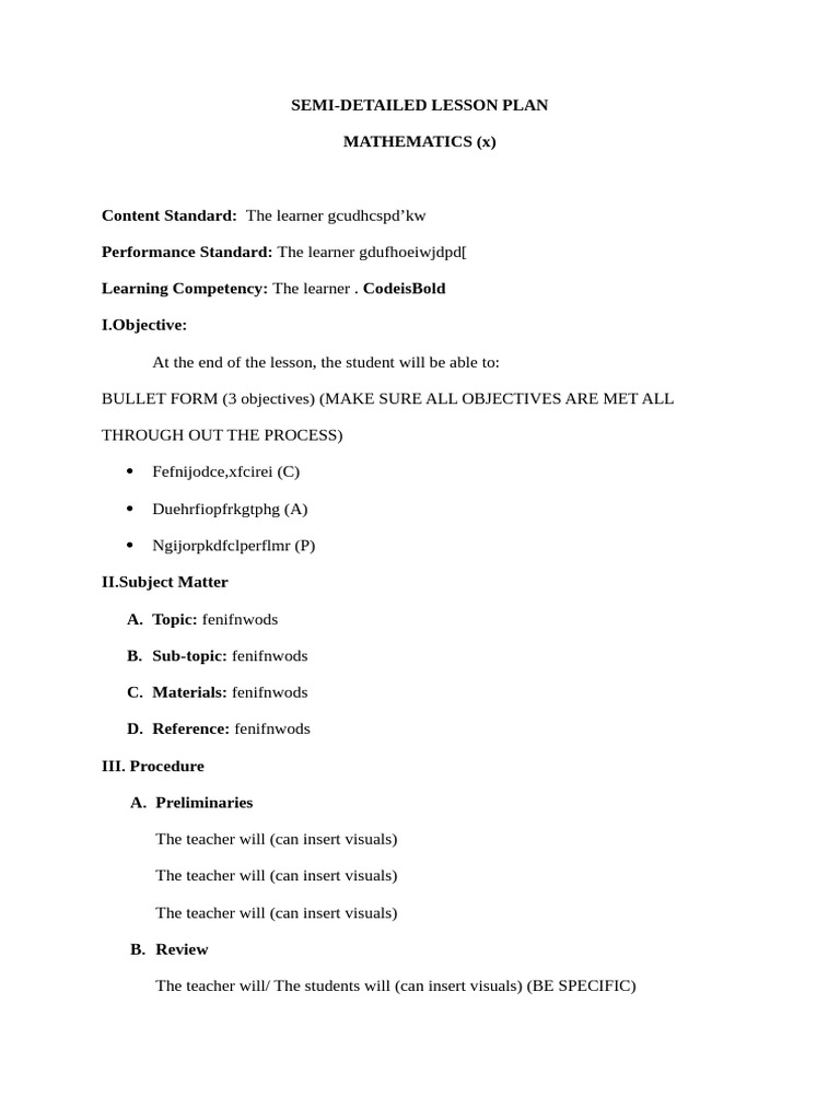 Lesson Plan Format Final | PDF