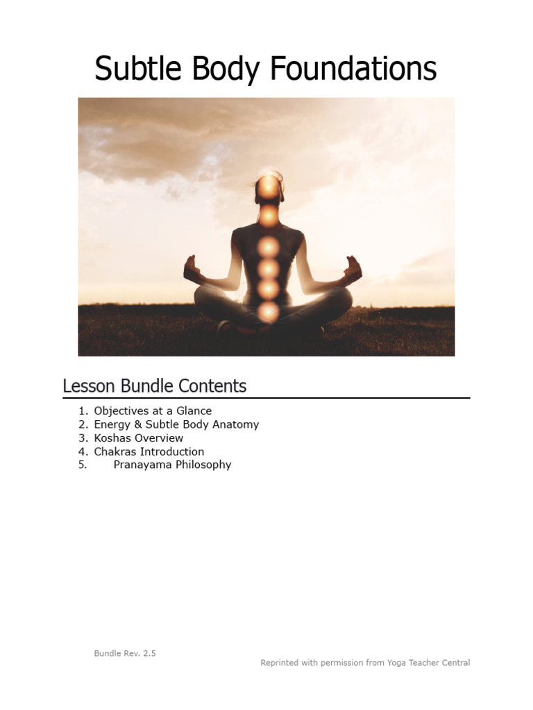 Lesson Bundle Subtle Body Foundations 2.5 | PDF | Prana | Chakra