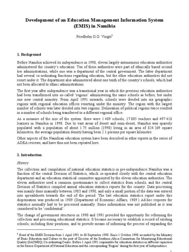 Namibia's EMIS Development Overview | PDF | Census | Databases