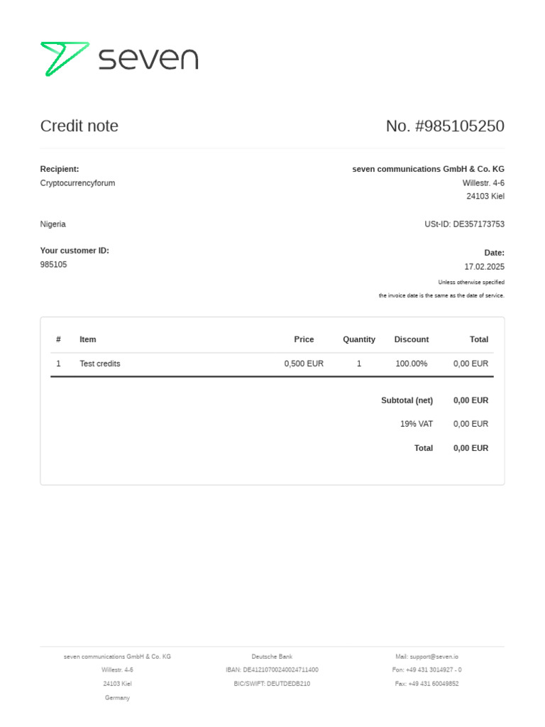 Seven Invoice 985105250 | PDF