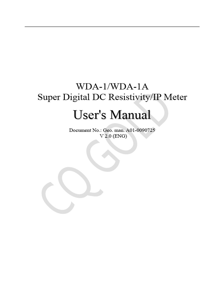 WDA-1／1A User's Manual- Gold | PDF | Rechargeable Battery | Power Supply