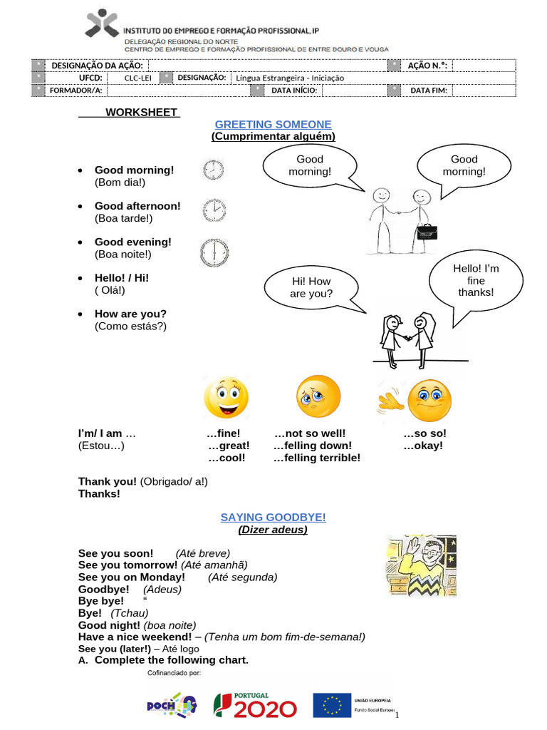 Worksheet Greetings, Farewells, Dialogues | PDF