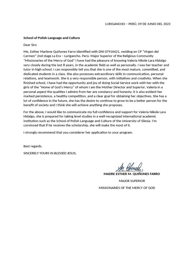 Recomendation Letter | PDF