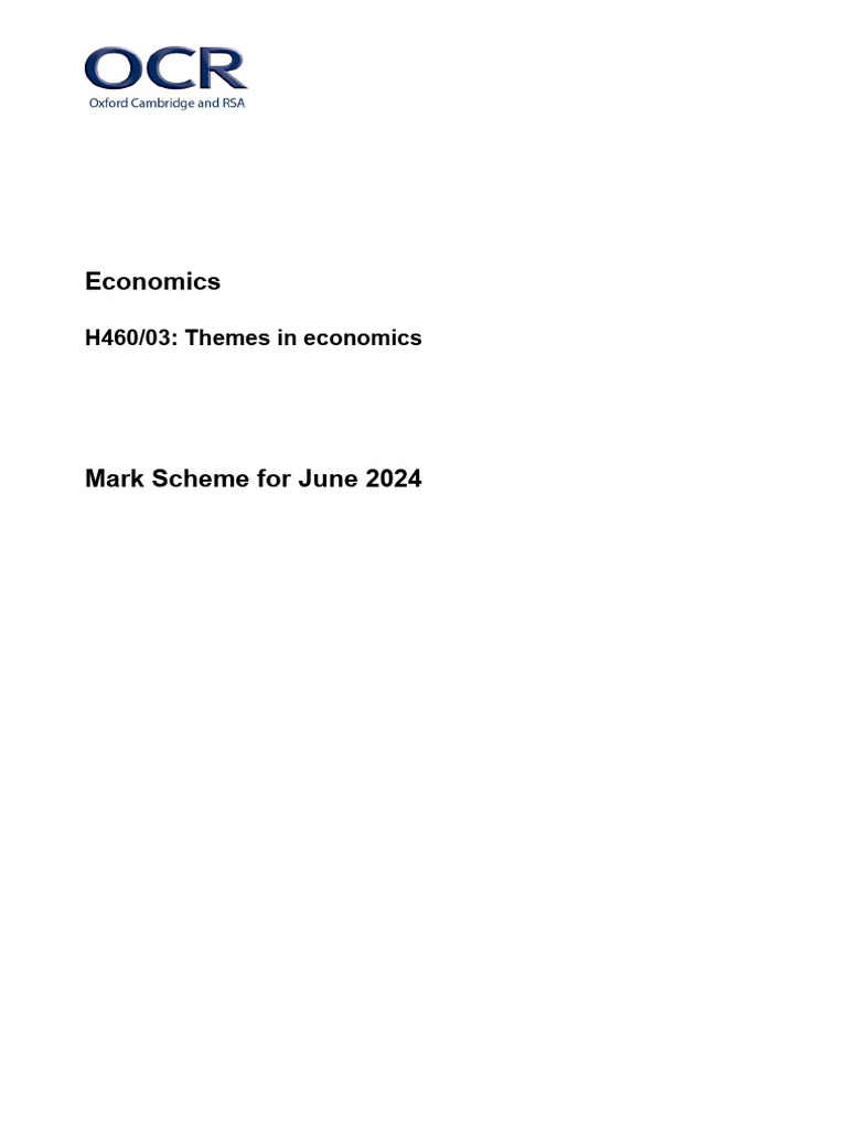 Mark Scheme - June 2024 (H460 - 03) | PDF | Labour Economics ...