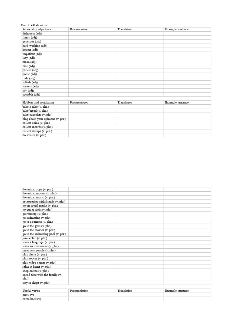 PB AmE B1 Word List U1-12 | PDF | Traffic