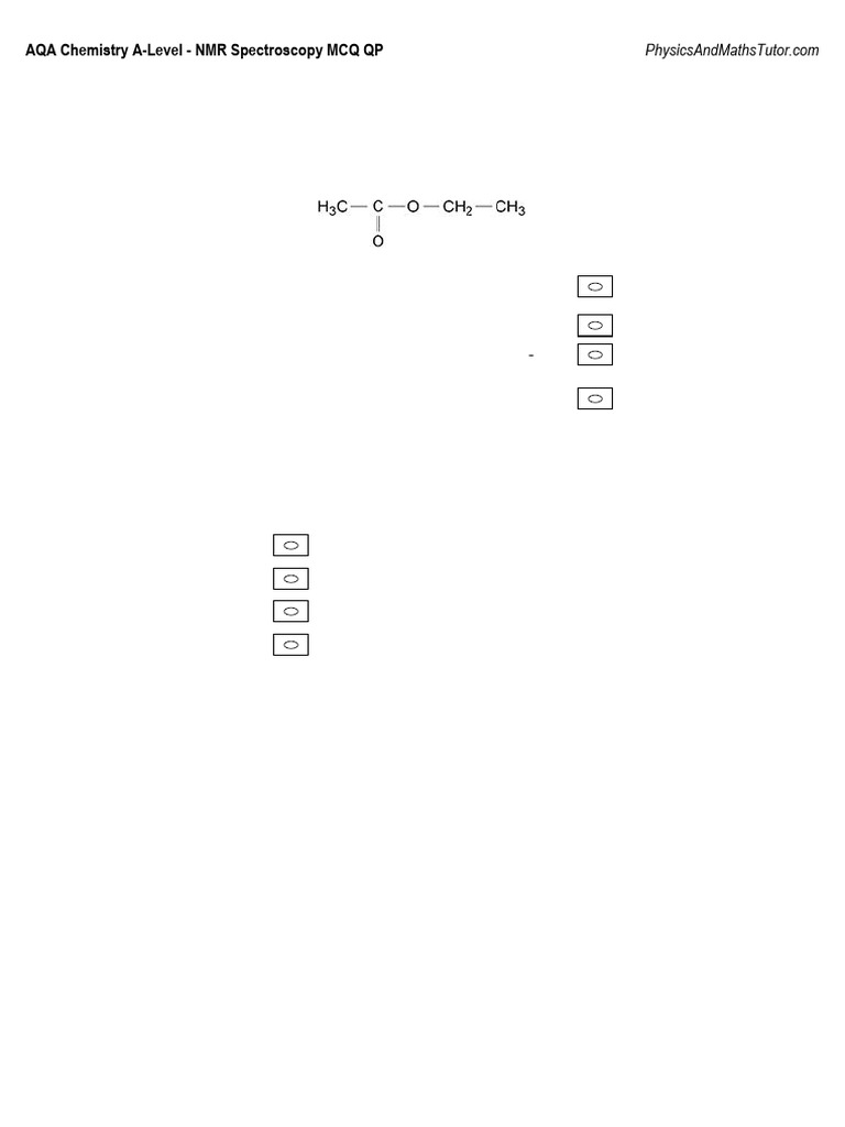 AQA A-Level NMR Spectroscopy MCQs | PDF