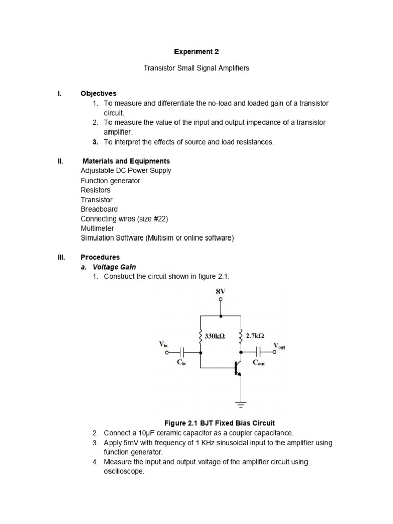 Lab-2 - Transistor Small Signal Amplifiers | PDF | Amplifier ...