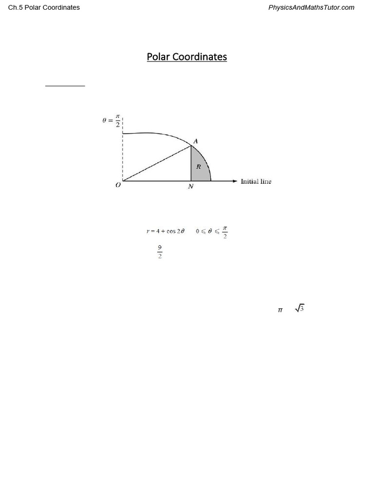 Polar Coordinates Area Calculations | PDF | Equations | Curve