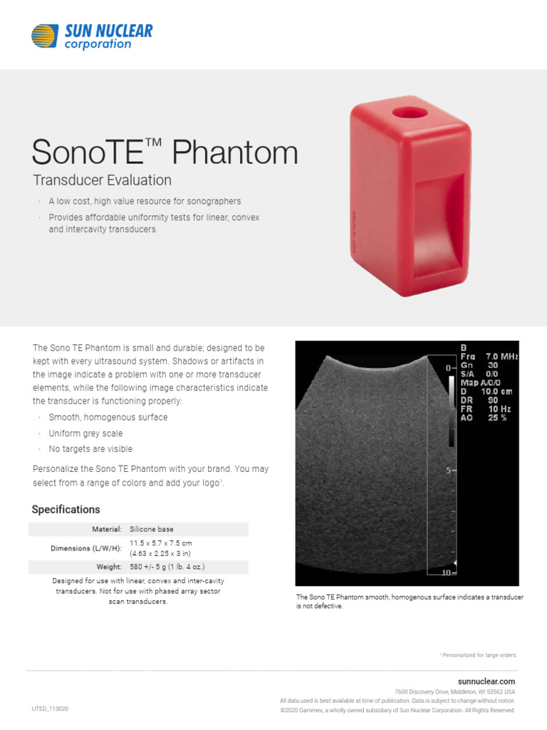 Sono TE Phantom Datasheet | PDF